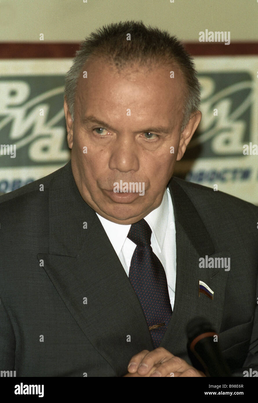 State Duma first vice speaker Boris Kuznetsov at a news conference in RIA Novosti Stock Photo ...