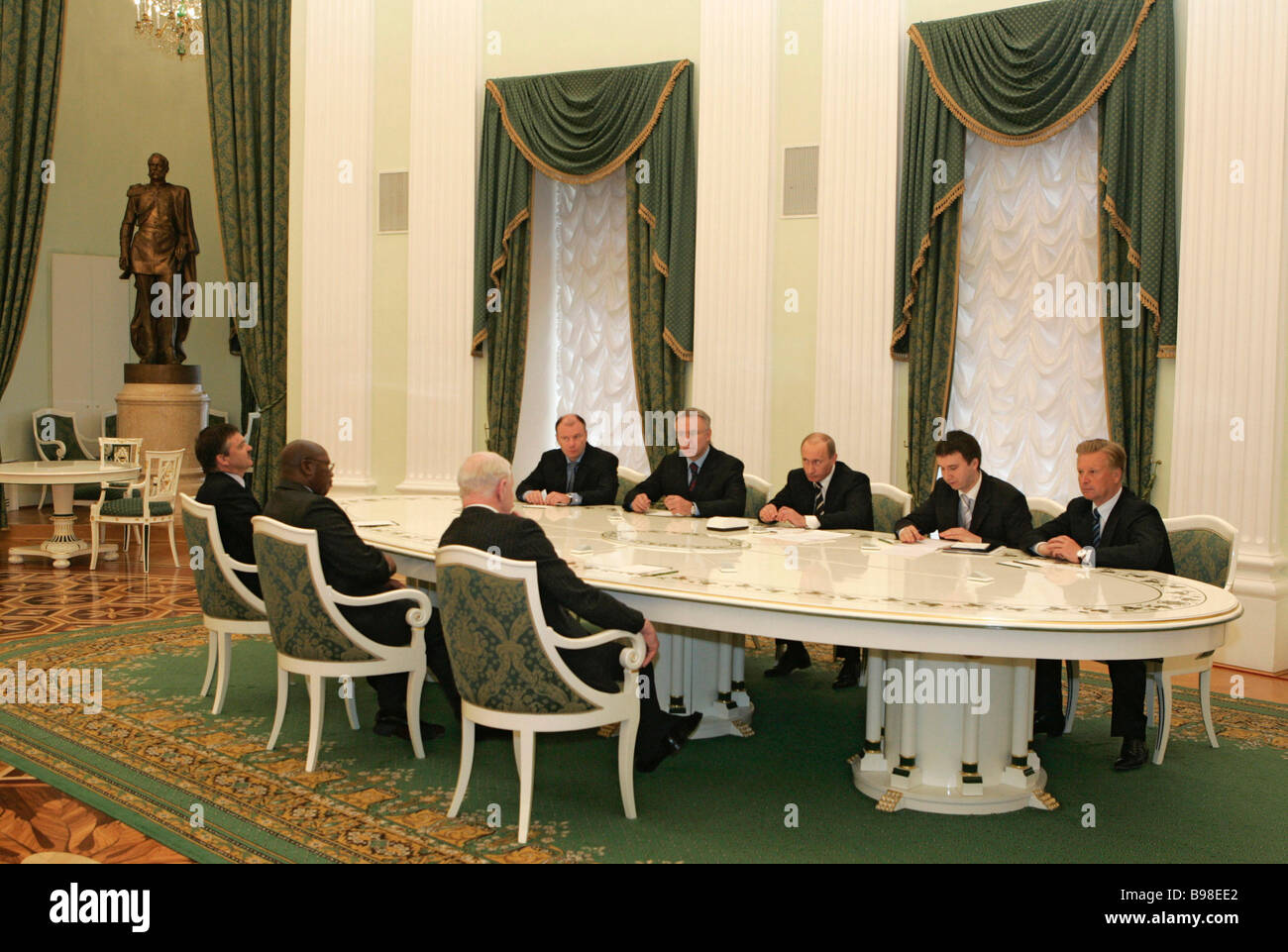 Russian President Vladimir Putin meeting with members of the ...