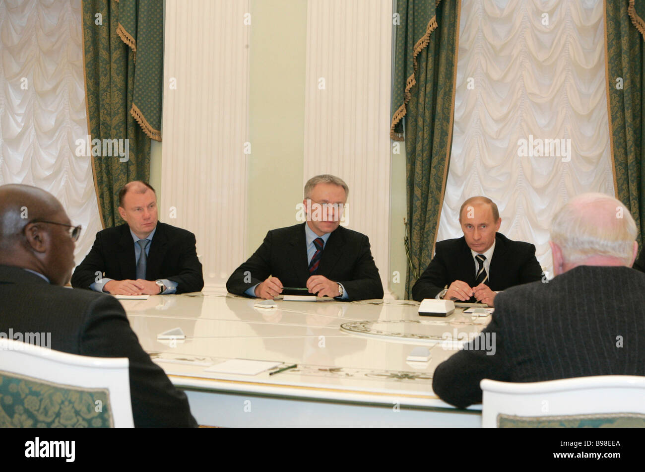 Russian President Vladimir Putin meeting with members of the ...
