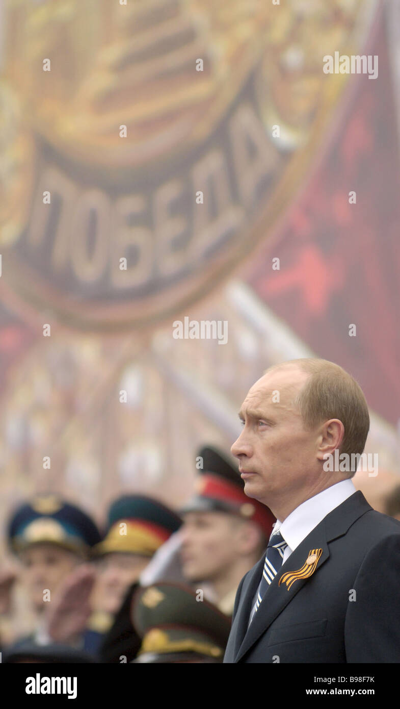Russian President Vladimir Putin making a public address before a 62nd ...
