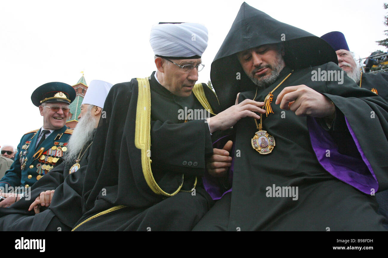 Guests taking St George s ribbons before a 62nd V E anniversary ...