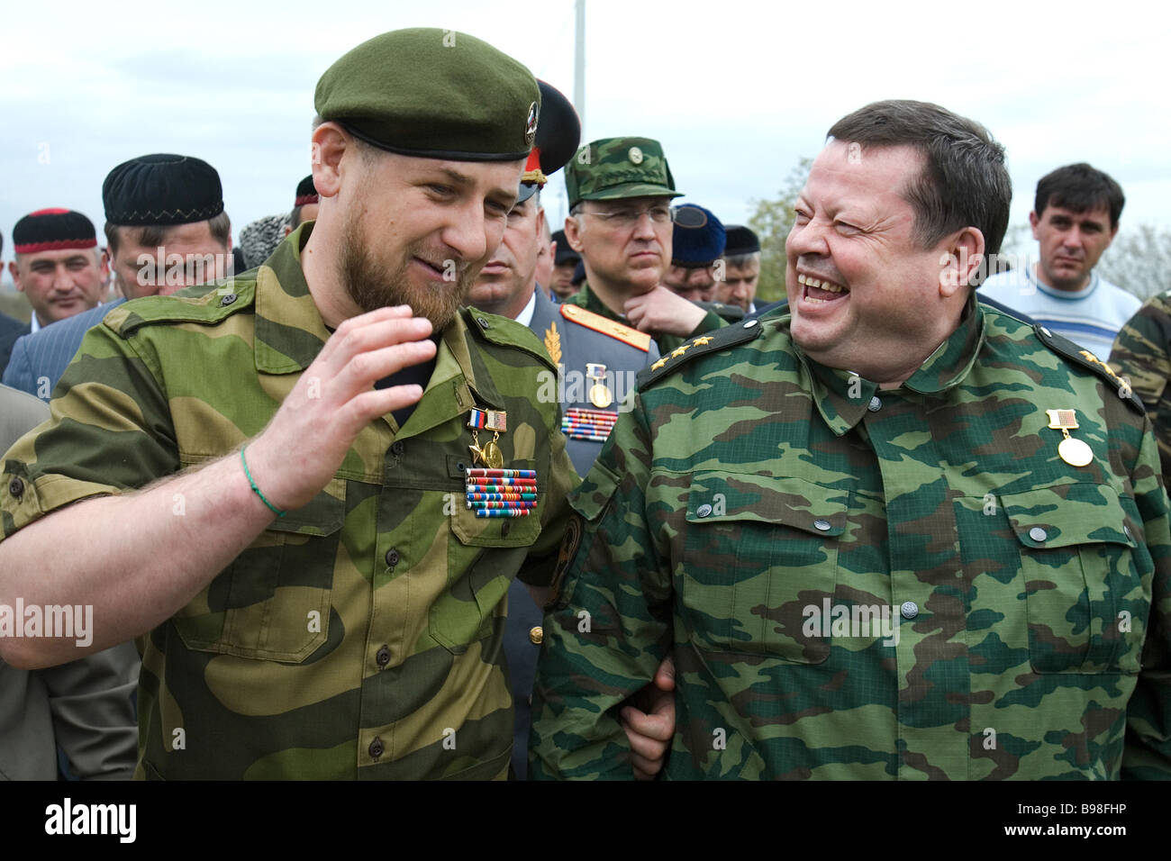 Chechen President Ramzan Kadyrov and Colonel General Arkady Yedelev ...