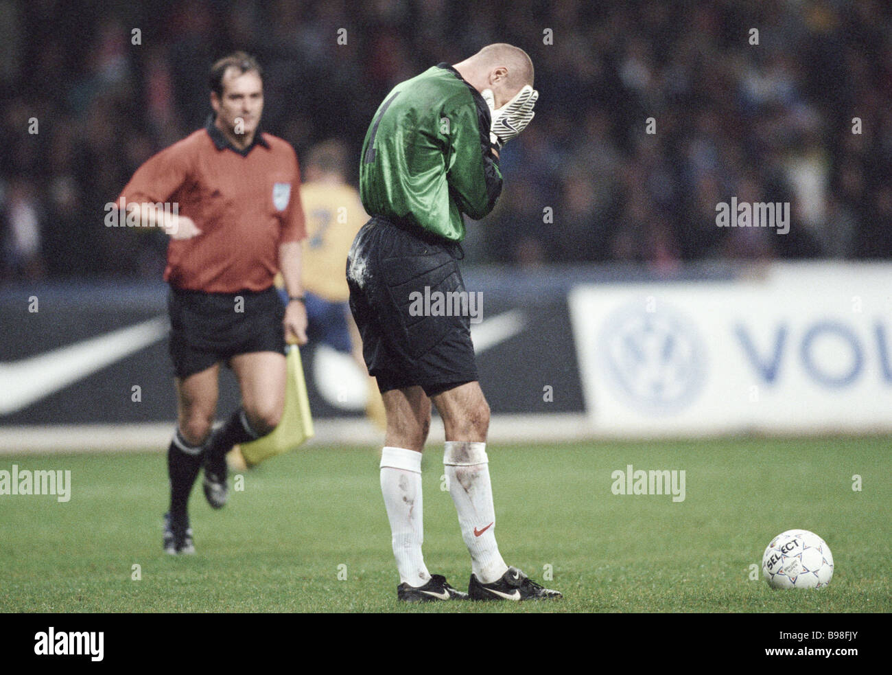 Russian football team goalkeeper Alexander Filimonov right disappointed ...
