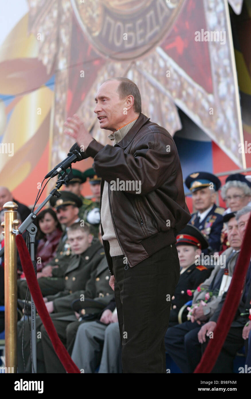 Russian President Vladimir Putin makes a public address in Red Square ...