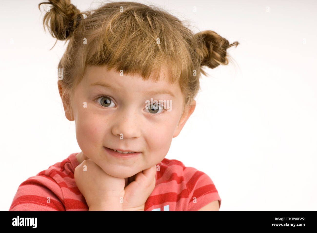 Little girl smiling,white background Stock Photo - Alamy