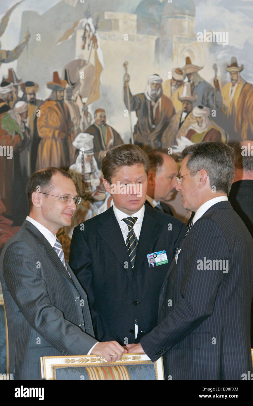 Left to right Rosatom head Sergei Kiriyenko Alexei Miller chief of ...