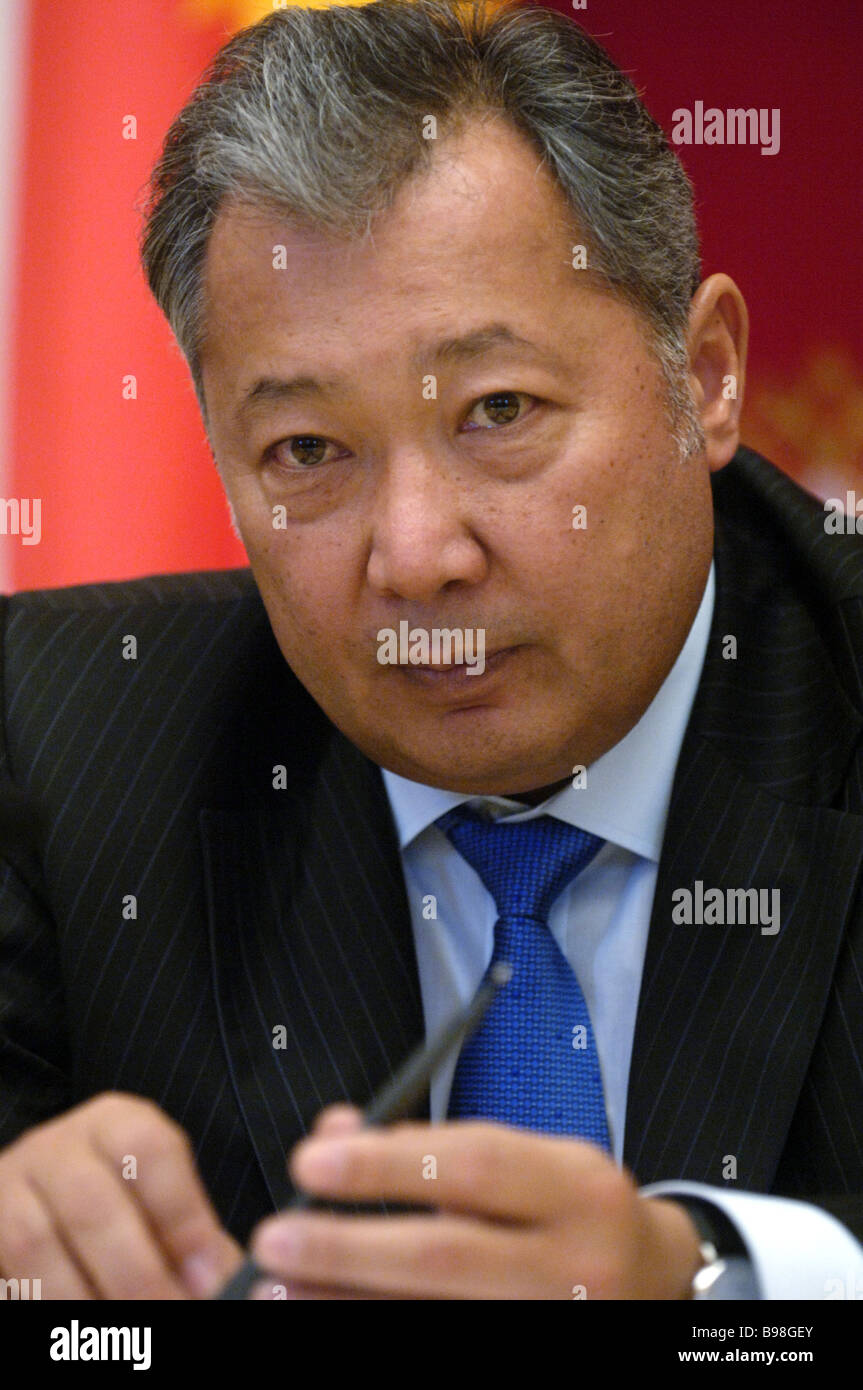 President of Kyrgyzstan Kurmanbek Bakiyev in the Kremlin Stock Photo ...