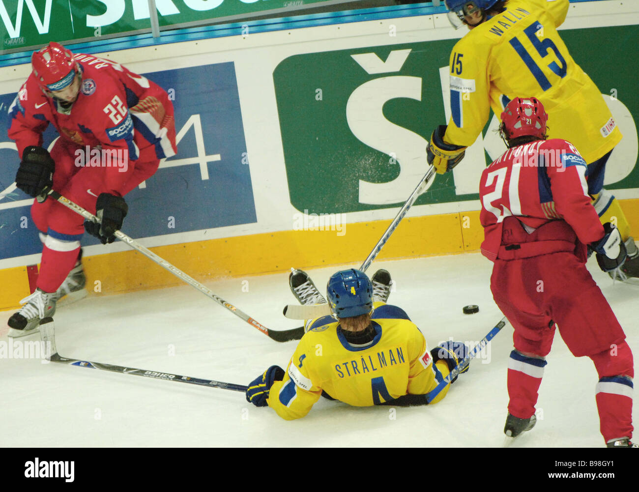 Russia s Alexander Radulov left and Alexander Kharitonov right and ...
