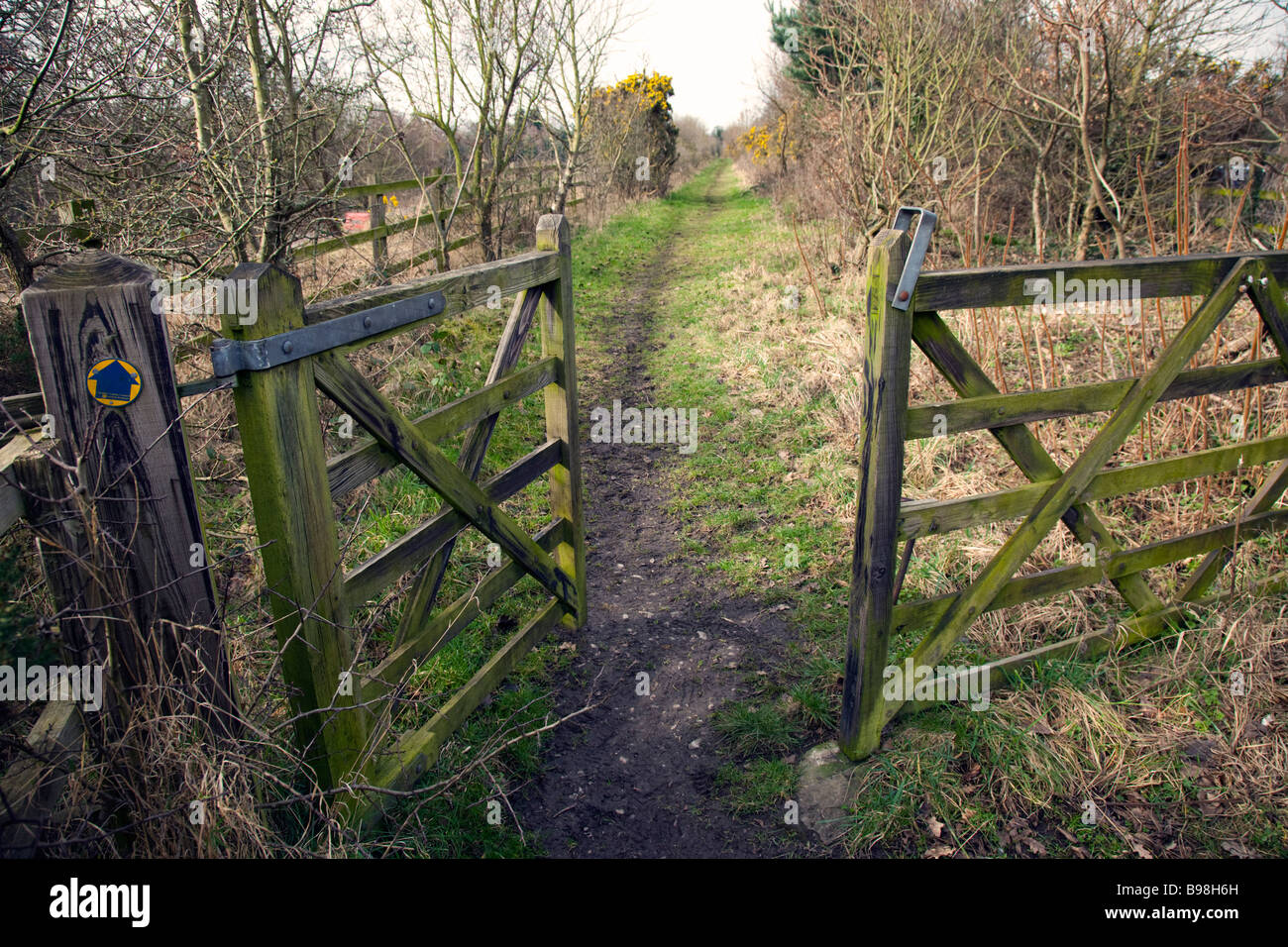 Gate being left open in rural countryside along bridle path, lack of ...