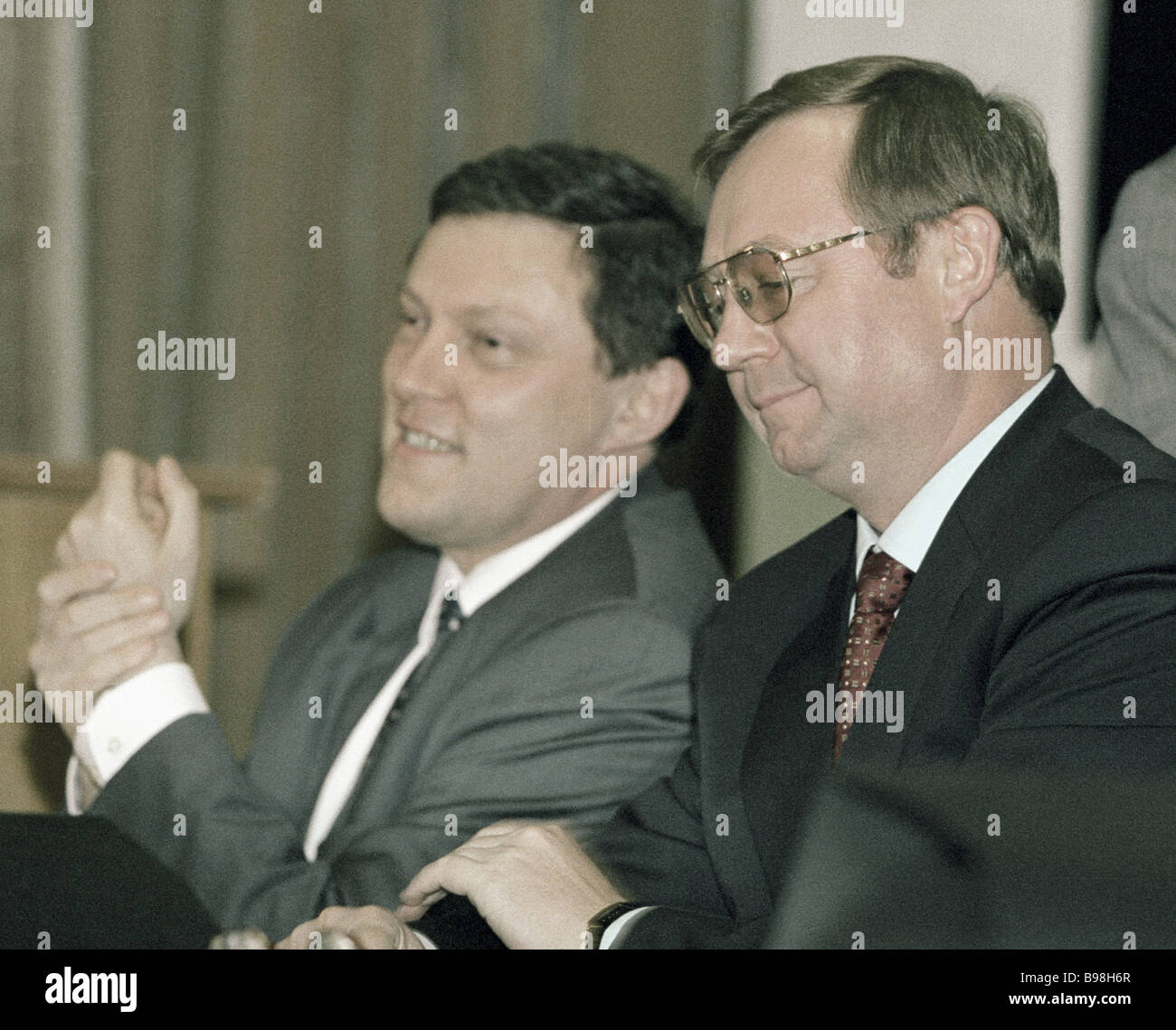 Yabloko leaders Grigory Yavlinsky left and Sergei Stepashin right at ...