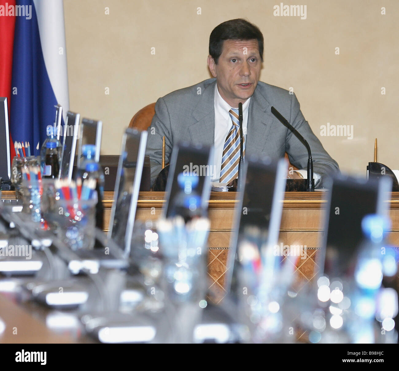 Russian Deputy Prime Minister Alexander Zhukov attending the conference ...