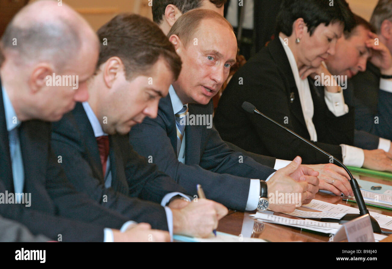 Left to right head of the Interros company Vladimir Potanin Russian ...