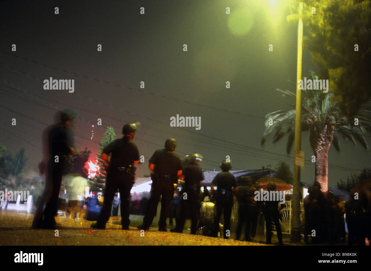 Los Angeles police department riot cops in Compton, South Central LA ...