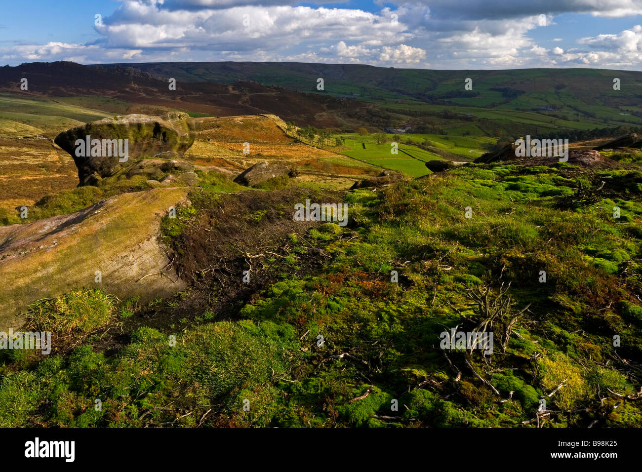 View of countryside near The Roaches near Leek in the Staffordshire ...