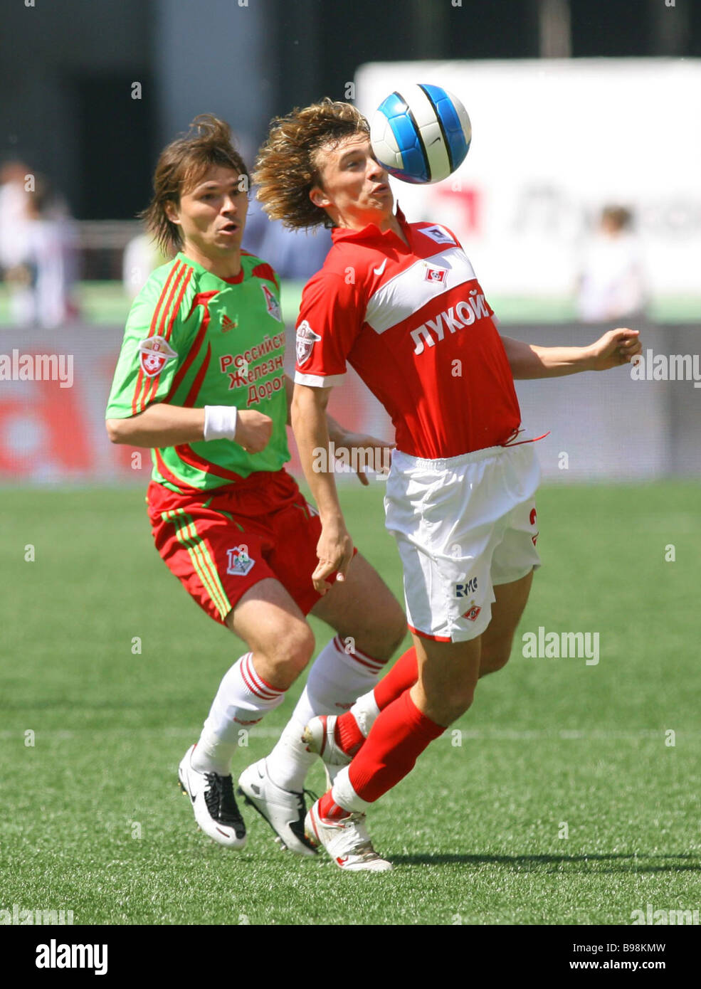 From left to right football players Dmitry Lyskov Lokomotiv Moscow and ...
