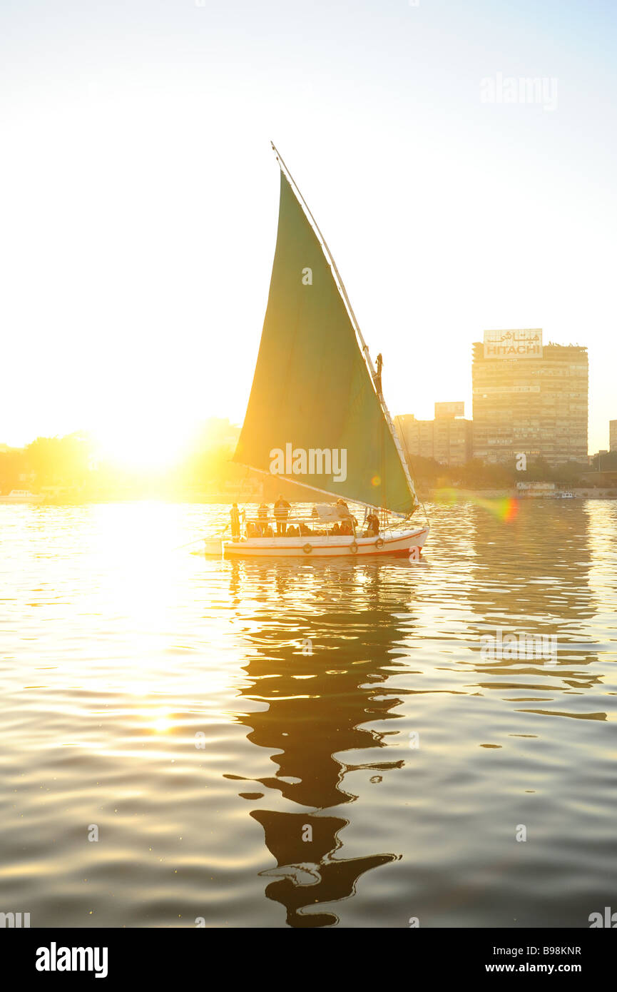 Egypt Cairo felucca sailboat on the Nile River at dawn Stock Photo - Alamy