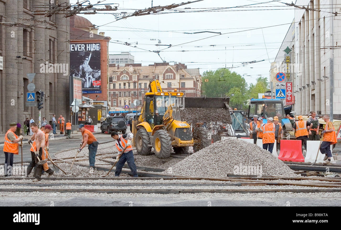 Road maintenance work on St Petersburg streets Stock Photo - Alamy