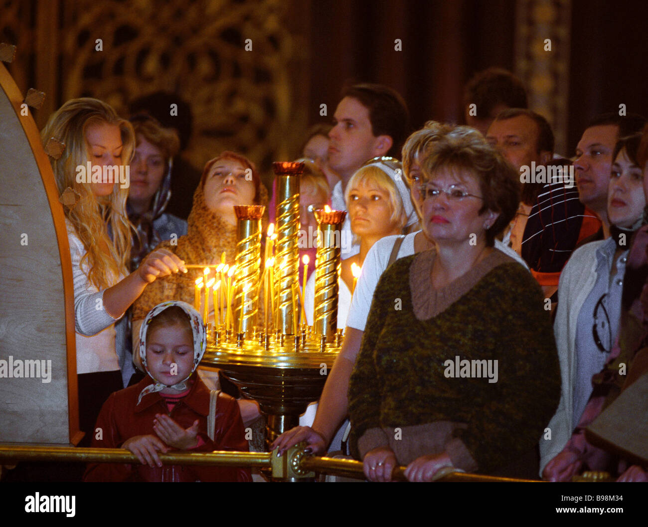 Attending divine service at Cathedral of Christ the Savior Stock Photo ...