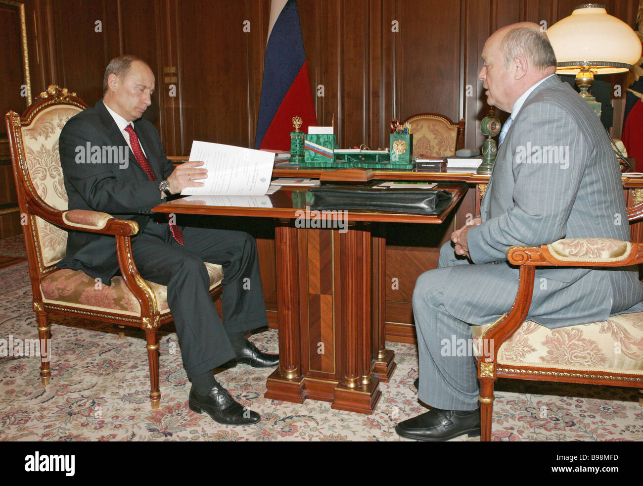 Russian Prime Minister Mikhail Fradkov right and President Vladimir ...