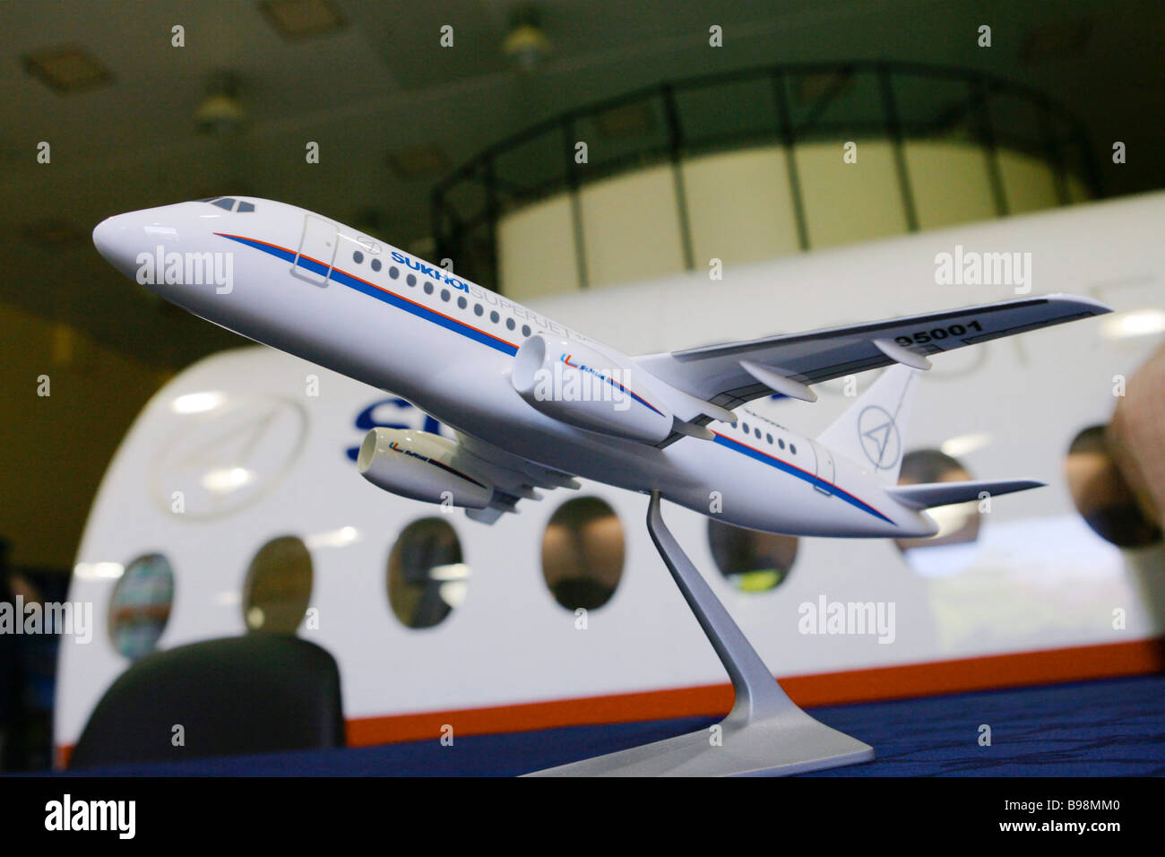 A model of the new Russian SuperJet 100 plane at the Sukhoi design ...