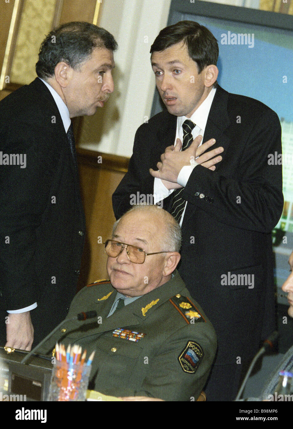 Marshal Igor Sergeyev Russia s Defense Minister seated Ilya Klebanov ...