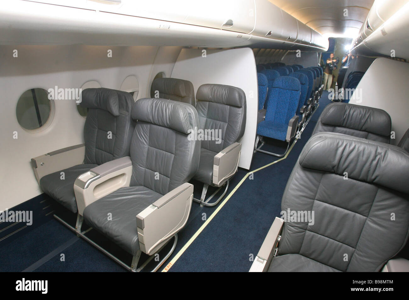 The cabin of a new Russian SuperJet 100 plane Stock Photo - Alamy