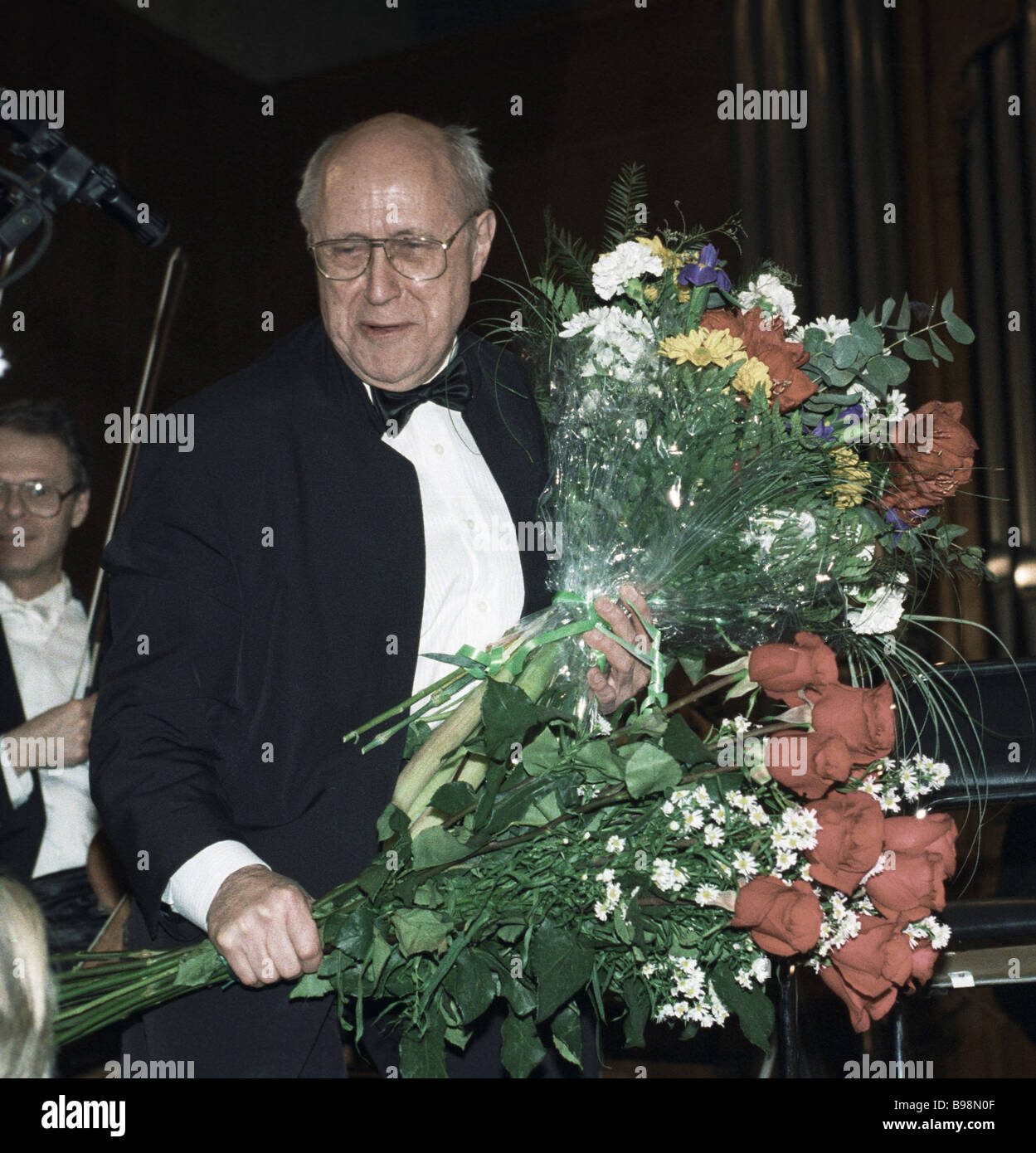 Cellist conductor Mstislav Rostropovich attending the concert dedicated ...