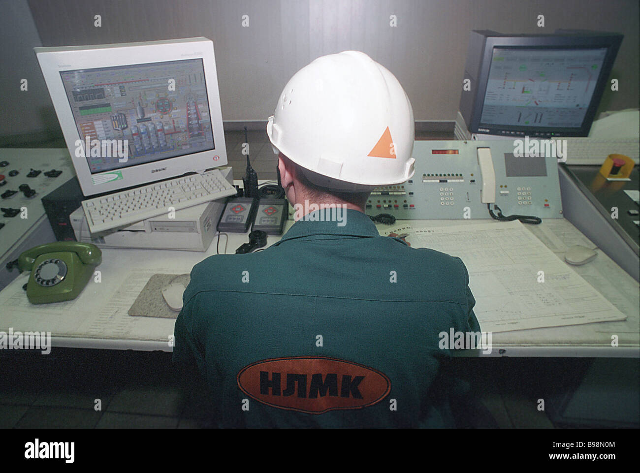 Novolipetsk Steel Main control console Stock Photo - Alamy
