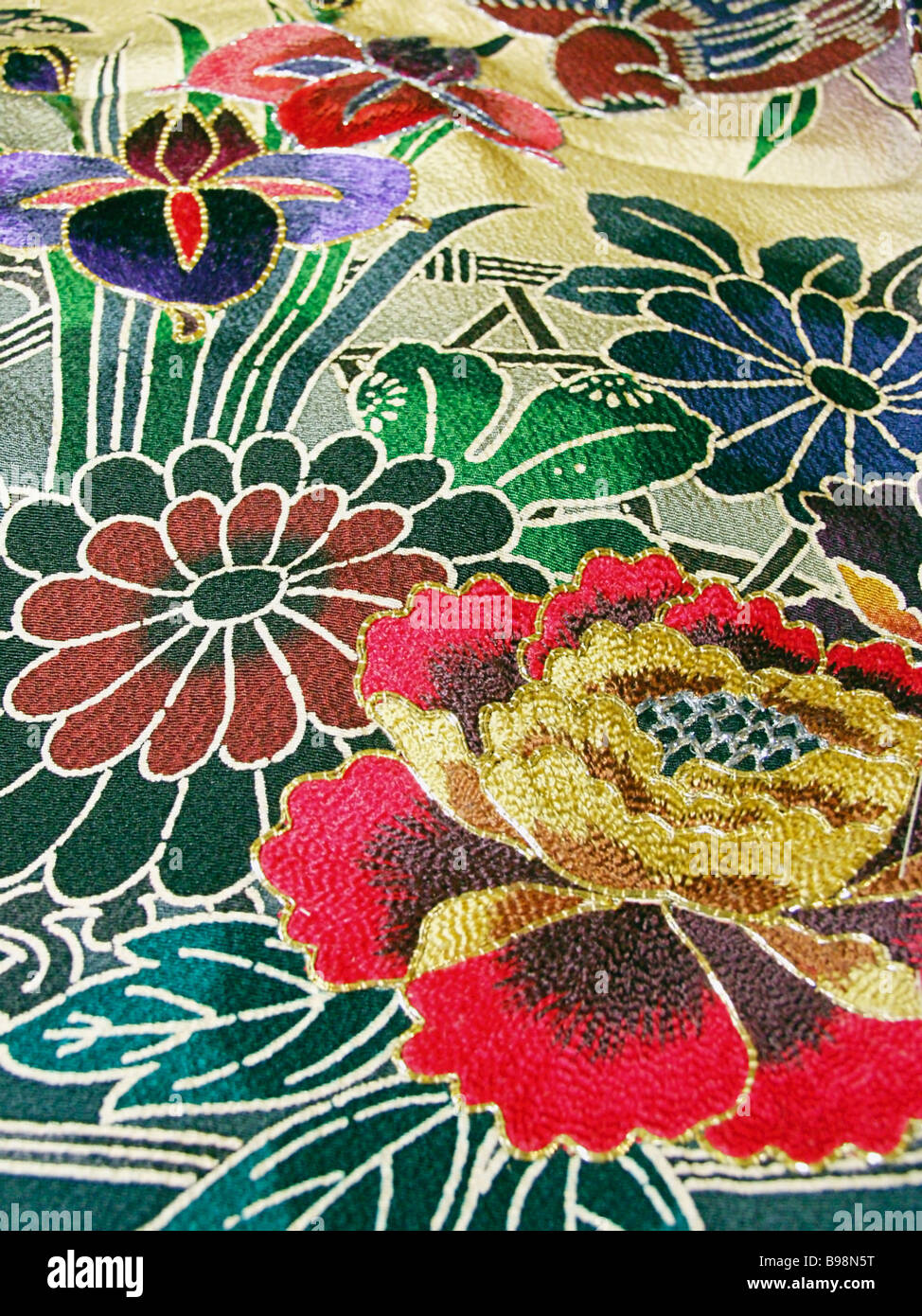 An embroidery made in the Japanese style of the 7th century displayed ...