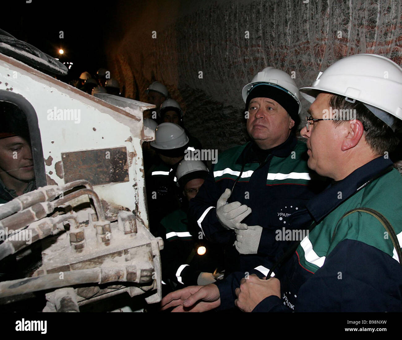 Prime Minister Mikhail Fradkov second from right at the Uralkaly mine ...