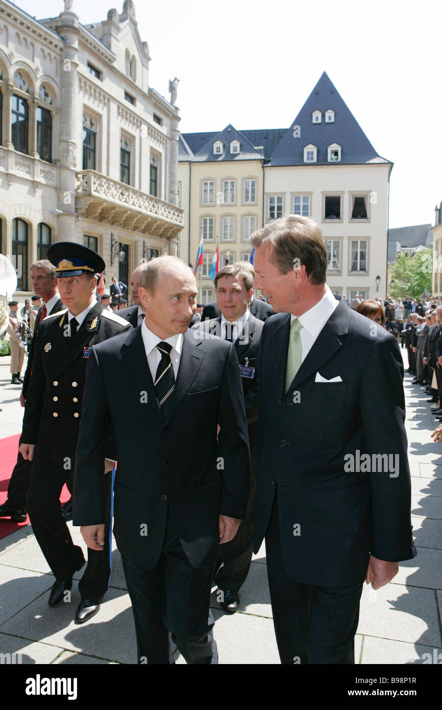 Left to right Russian President Vladimir Putin and Grand Duke Henri ...