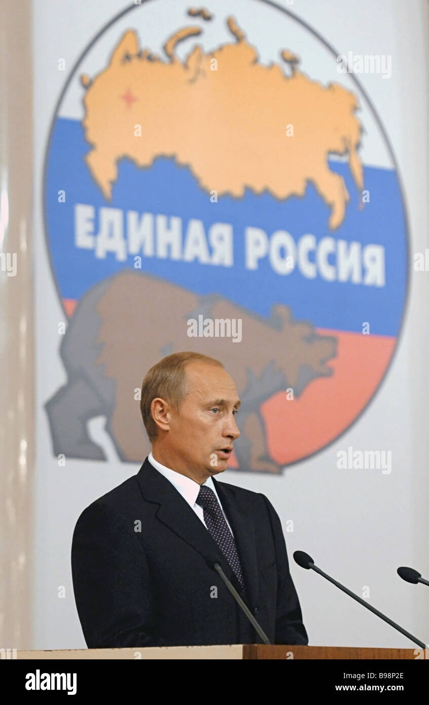 President Vladimir Putin making statement at the third congress of the ...