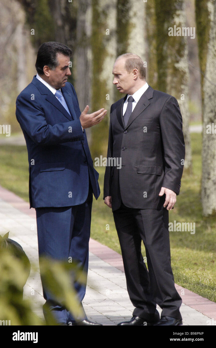Russian President Vladimir Putin right met with his Tajik counterpart ...