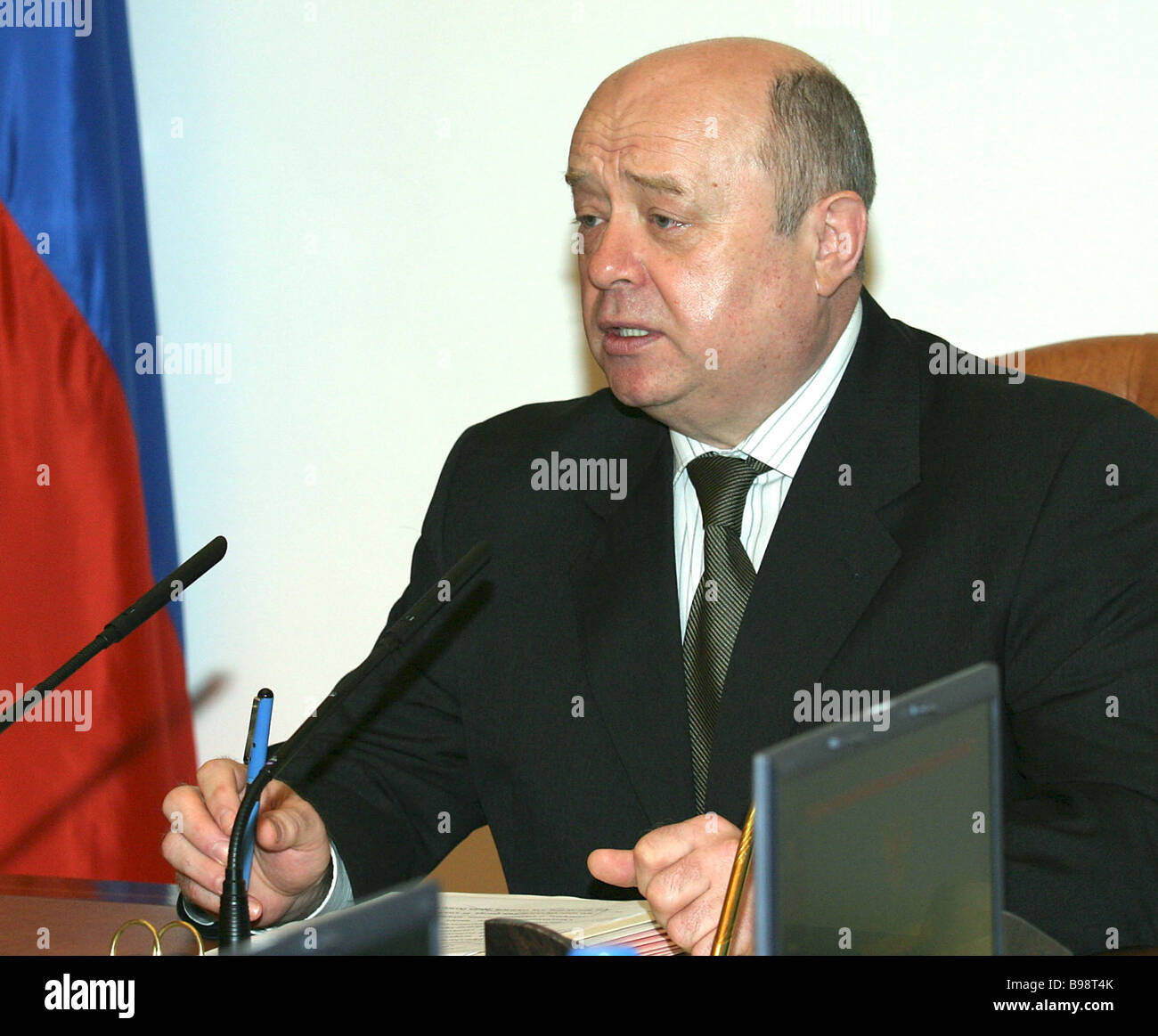 Russian Prime Minister Mikhail Fradkov at the RF Cabinet meeting Stock ...