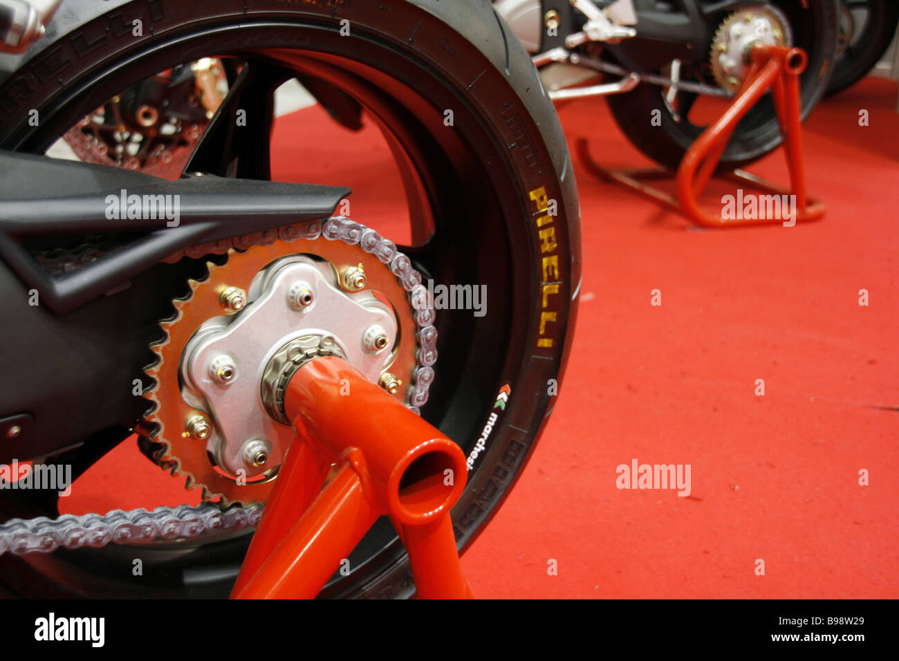 many customised motorbikes at motor show Stock Photo - Alamy