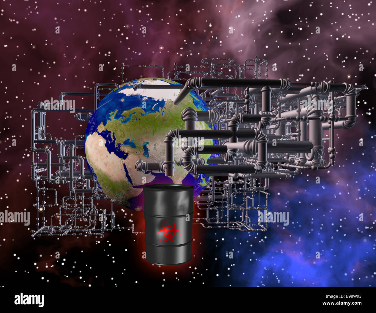 computer graphic image of the planet earth surrounded by a network of ...