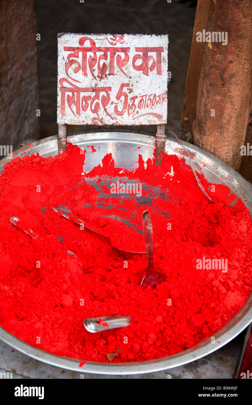 Red powder used to decorate Hindu worshippers foreheads, Jaipur ...