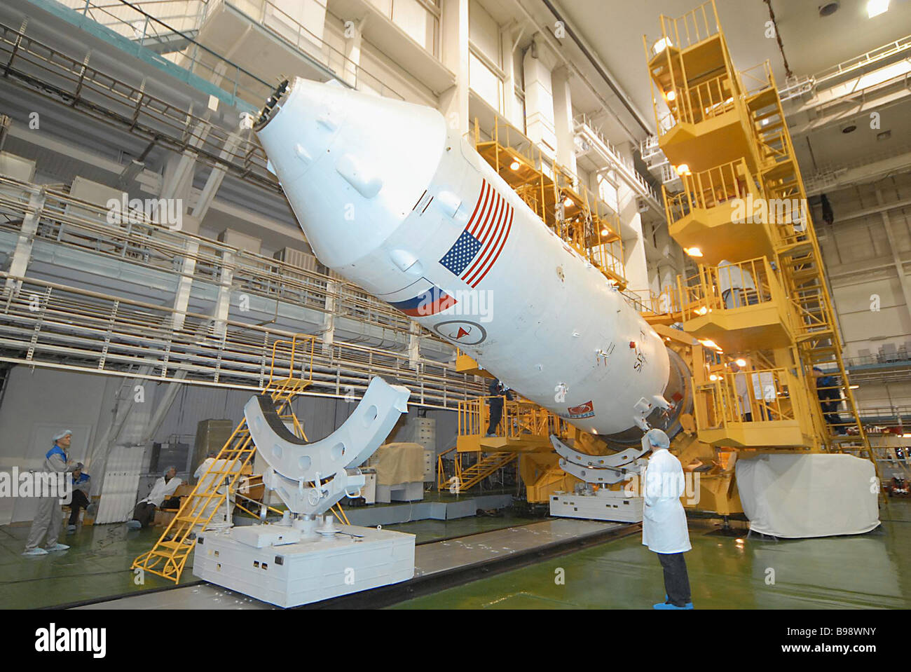 Preparing to launch Soyuz TMA 10 manned spacecraft due to lift off on ...