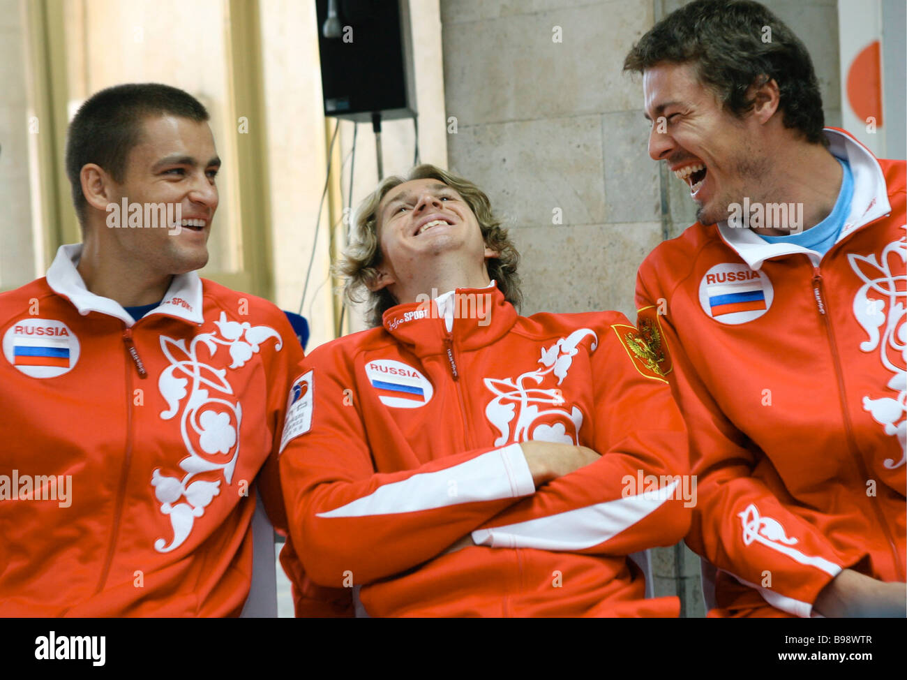 The Russian tennis team from left to right Mikhail Yuzny Igor Andreev ...
