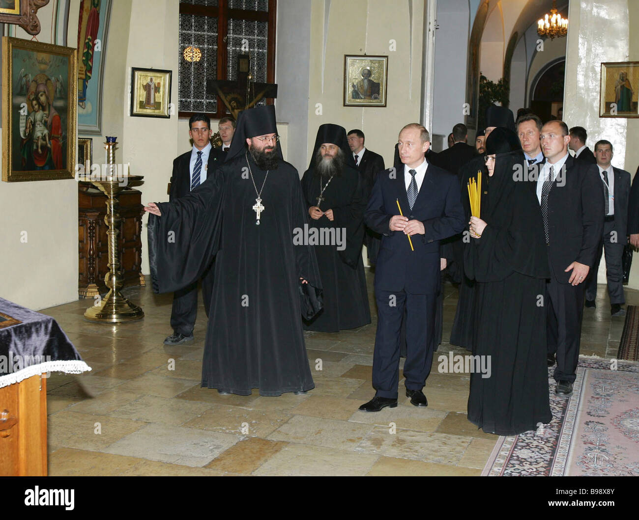 Russian President Vladimir Putin visiting the Russian Ecclesiastical ...
