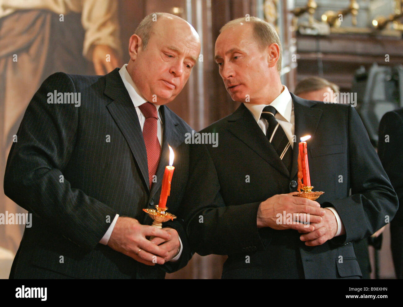 Russian Prime Minister Mikhail Fradkov and President Vladimir Putin ...
