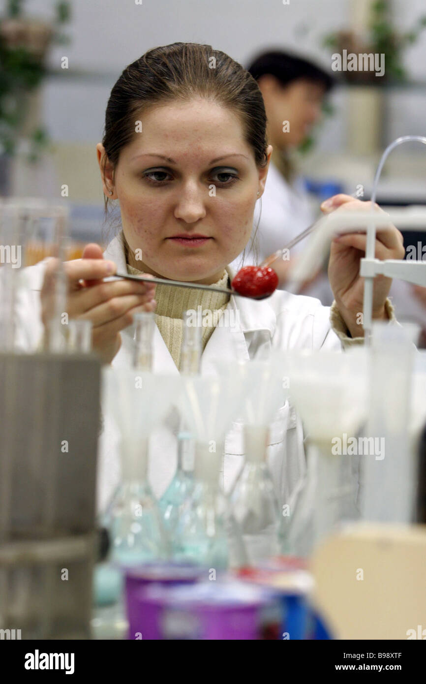 In the youghurt natural fillers quality check laboratory of OAO ...