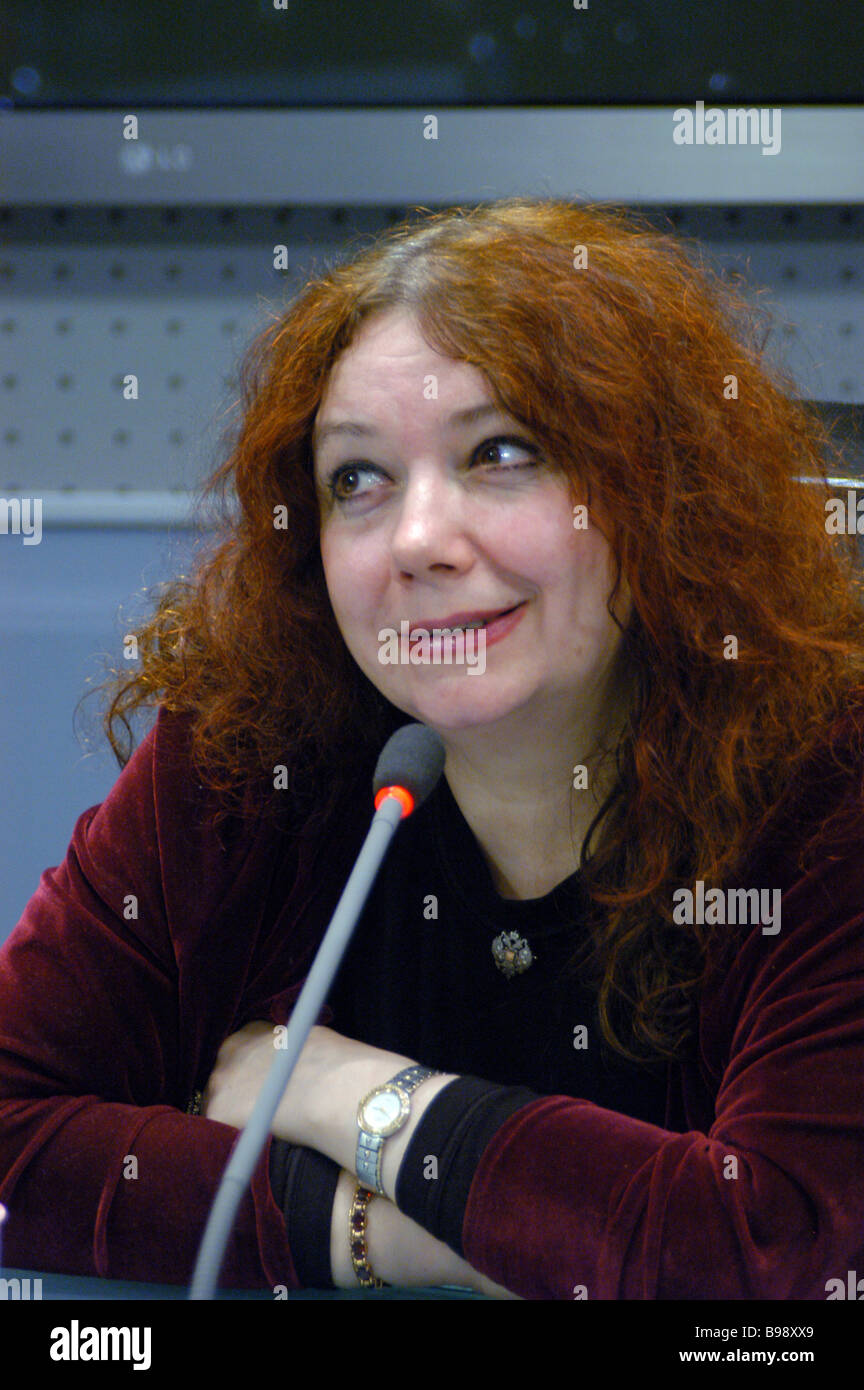 Writer and public figure Maria Arbatova at RIA Novosti press conference ...