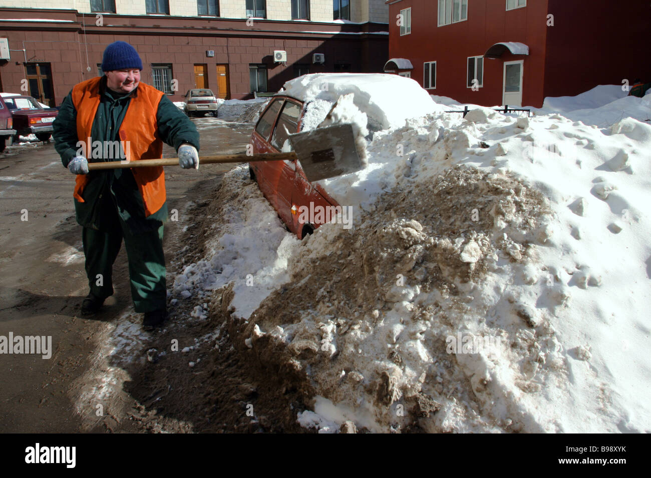 Sweeping snow from Moscow streets Stock Photo - Alamy