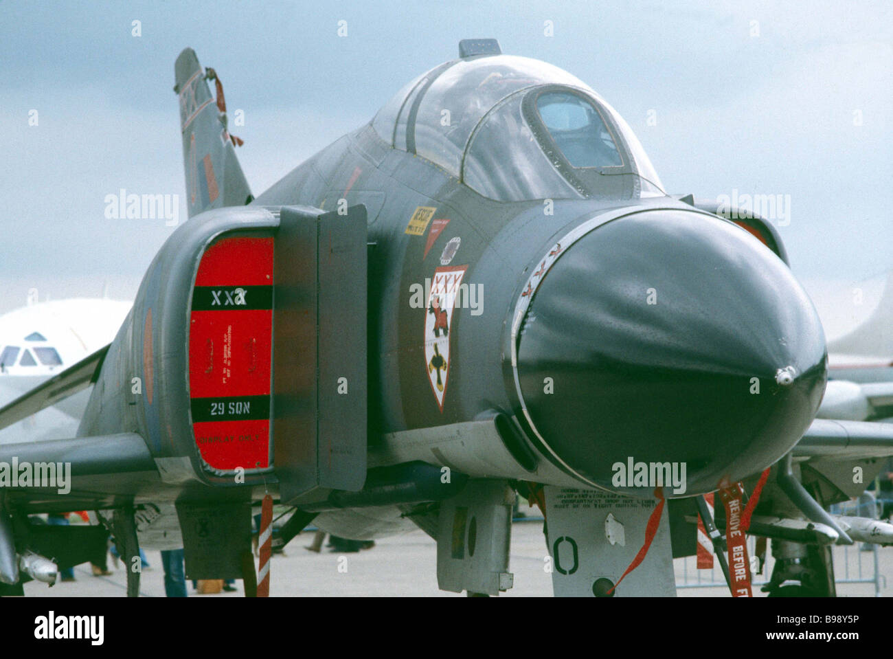 Front view of the nose of an RAF McDonnell Douglas F-4 Phantom fighter ...