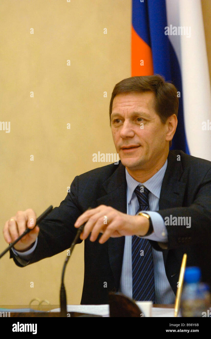Russian Deputy Prime Minister Alexander Zhukov during a meeting of the ...