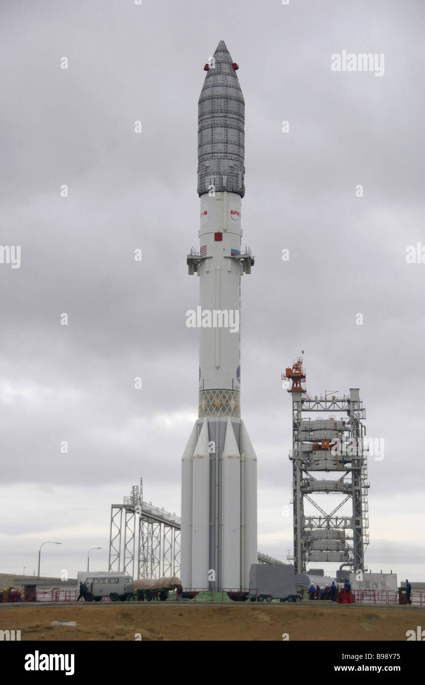 The Proton M Russian launch vehicle with the Briz M upper stage rocket ...