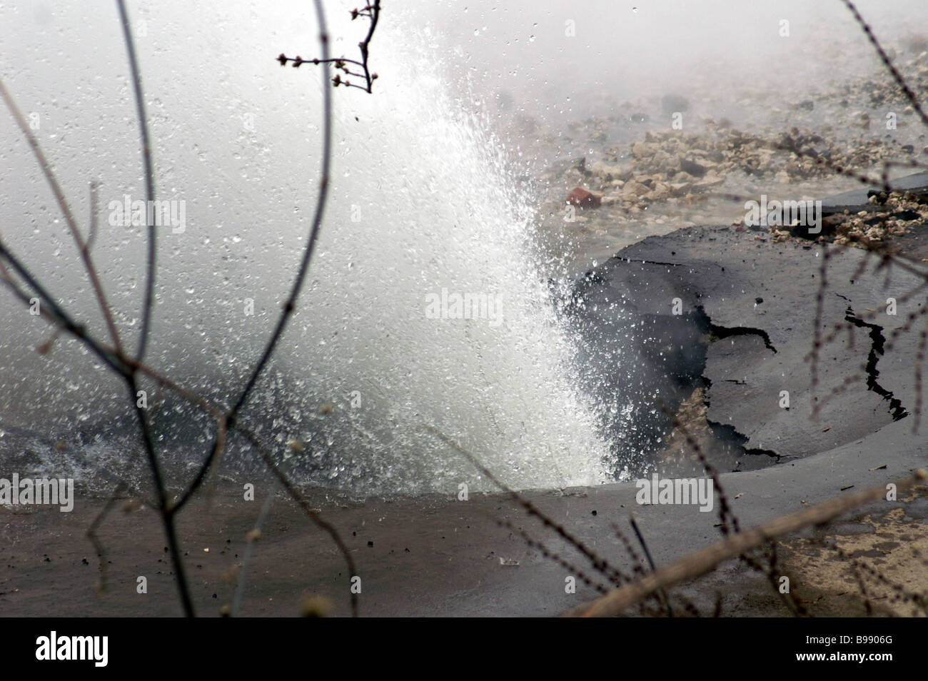 A ground collapse caused by a ruptured hot water pipe Samara Stock ...