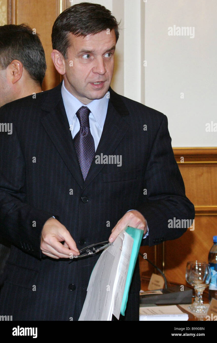 Health and Social Development Minister Mikhail Zurabov right before ...