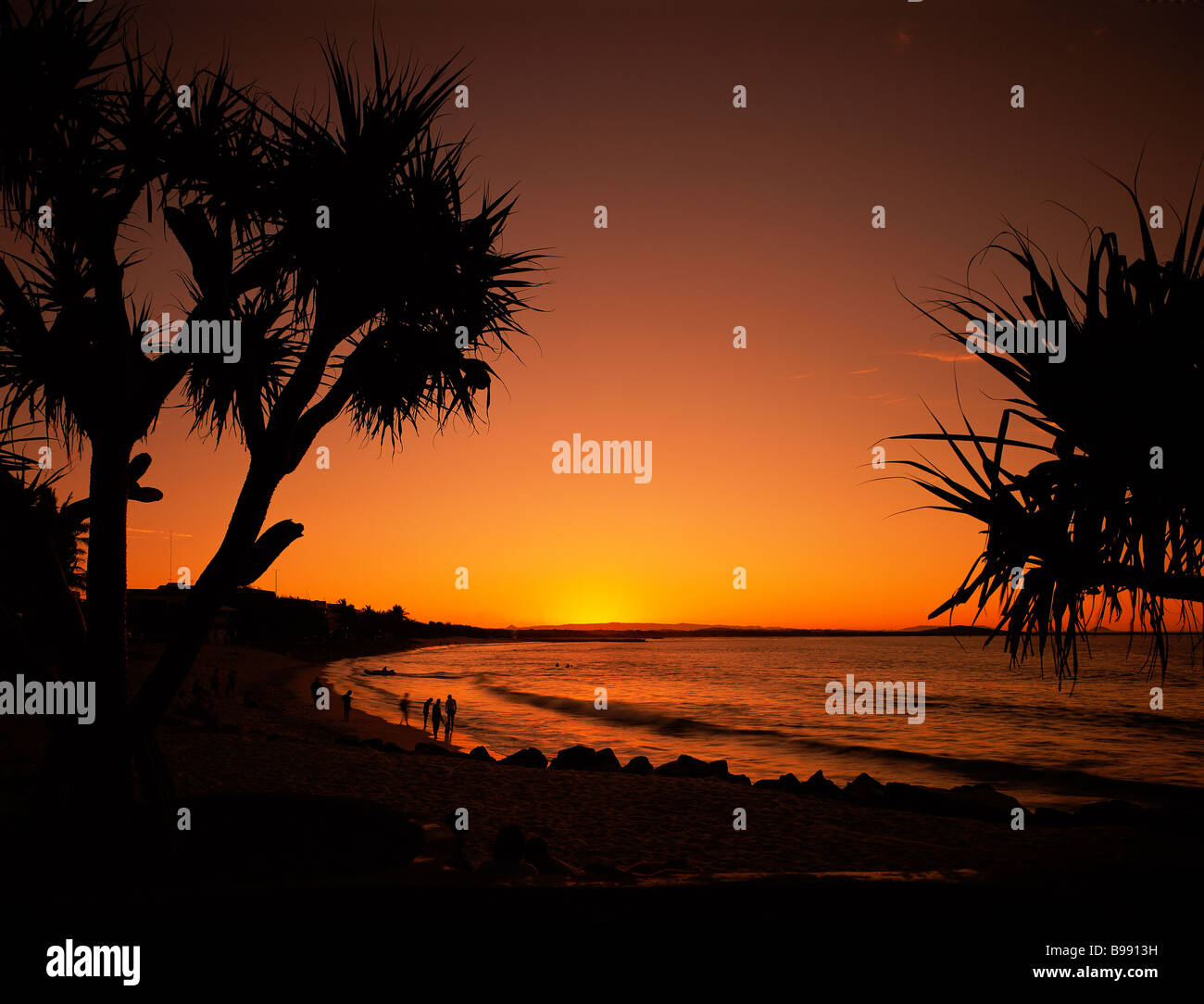 Sunset at Noosa main beach Queensland Stock Photo - Alamy